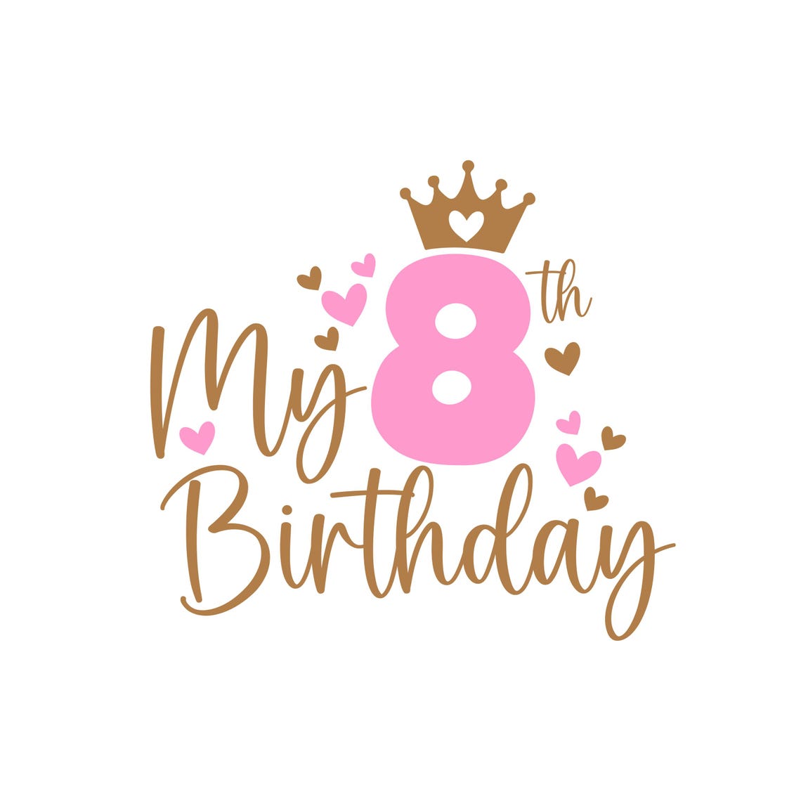 My 8th Birthday Girl SVG - Hello Eight SVG - Eighth Birthday SVG ...