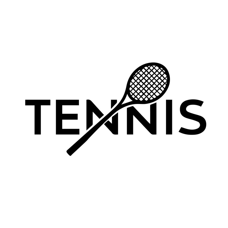 Sports Clipart: Bold Black Word tennis With Tennis Racket Cutout for ...