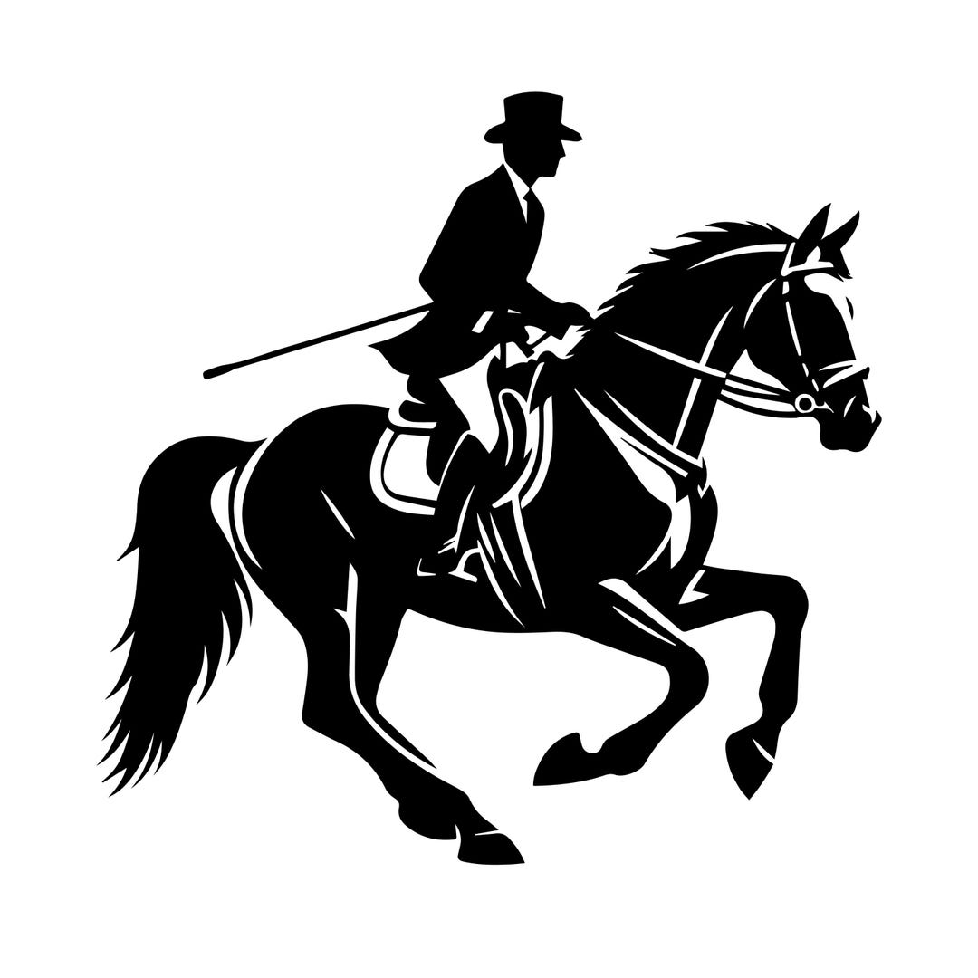 Horse Rider Svg - Png - Cowboy With Horse - Horse Silhouette ...