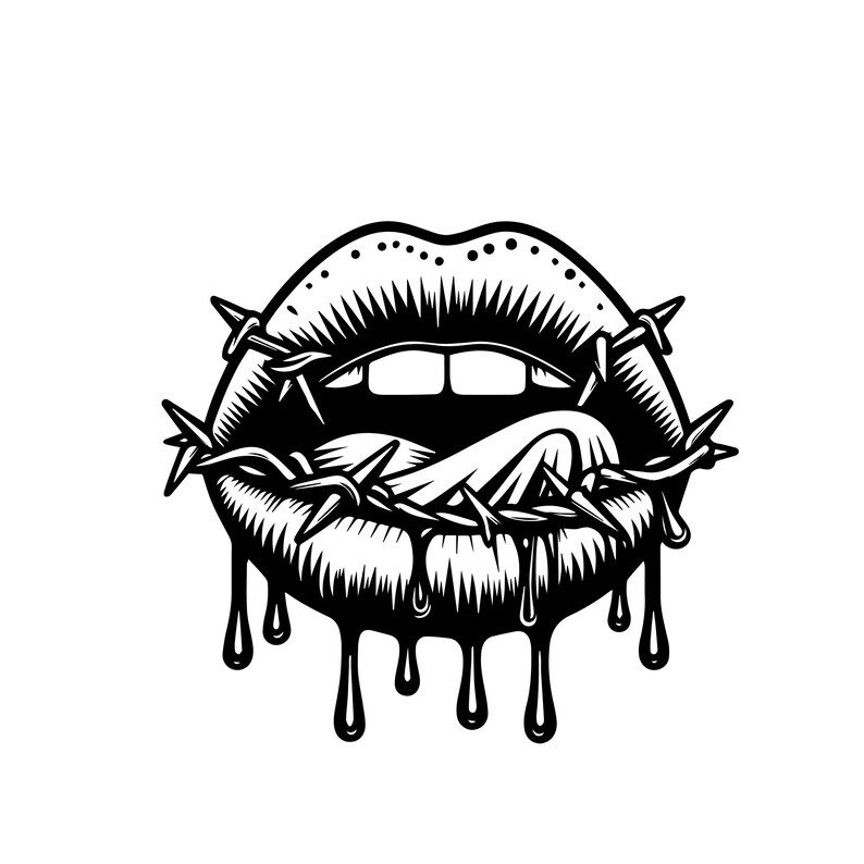 Dripping Lips Stitch Svg File | Creepy Lips Svg | Lips Svg | Dripping ...