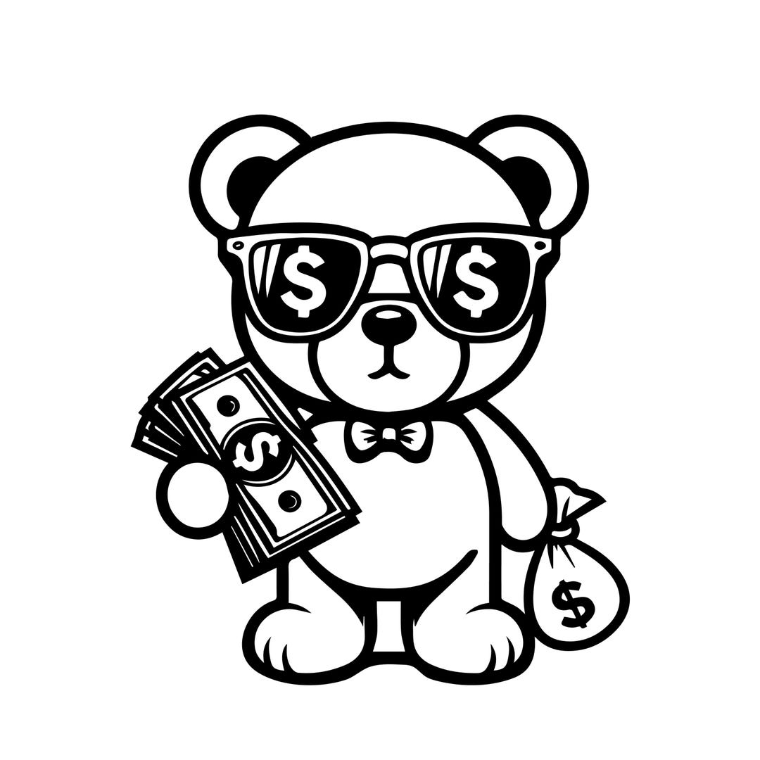 Teddy Bear King Money Bag Svg File | Scar Face Bandage Rich Savage Hip ...