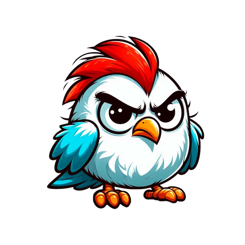 Grumpy Birds Clipart, Cute Fluffy Birds, Digital Clipart, Watercolor ...