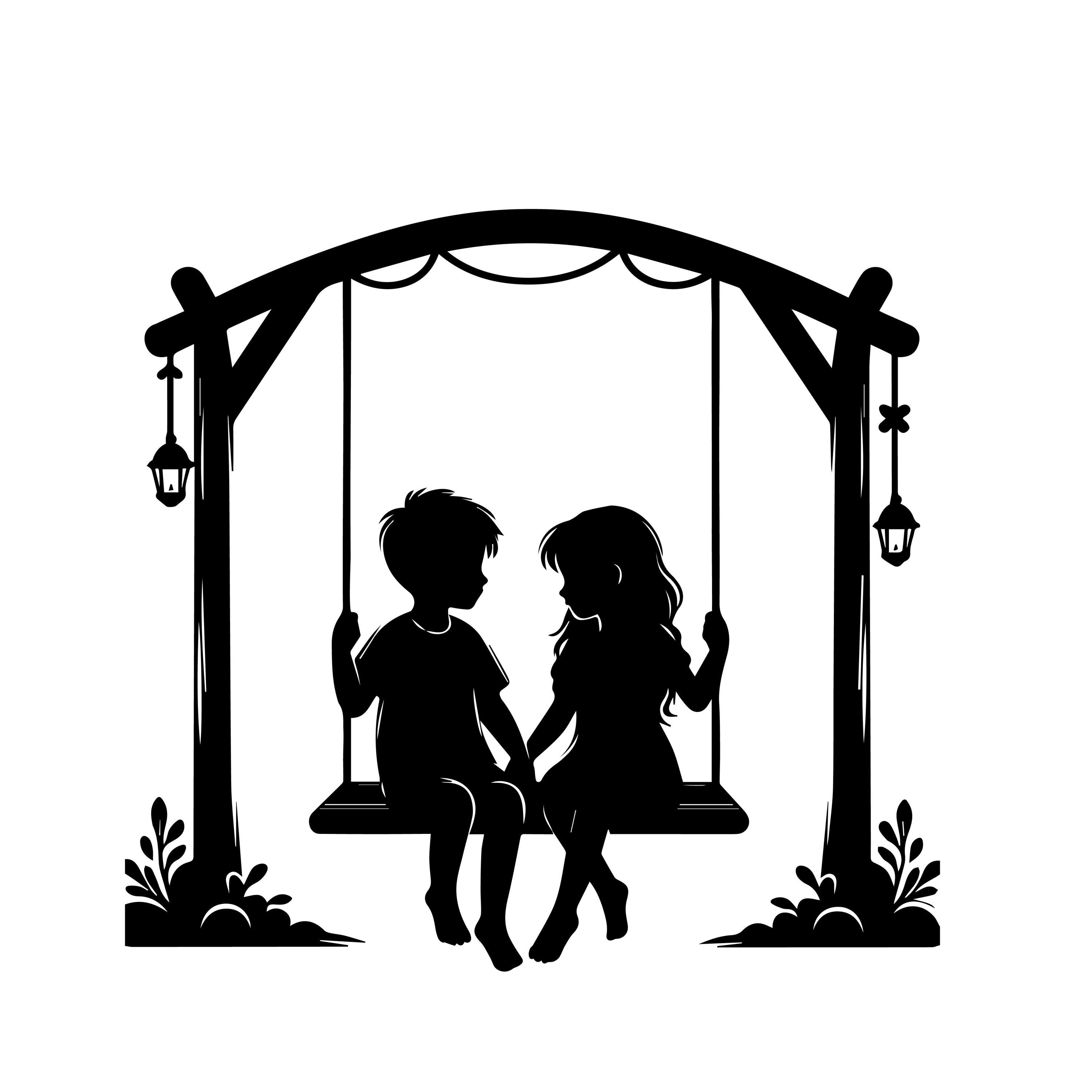 Swing Set SVG - Kids Playground Swings Childhood Silhouette Clip Art ...