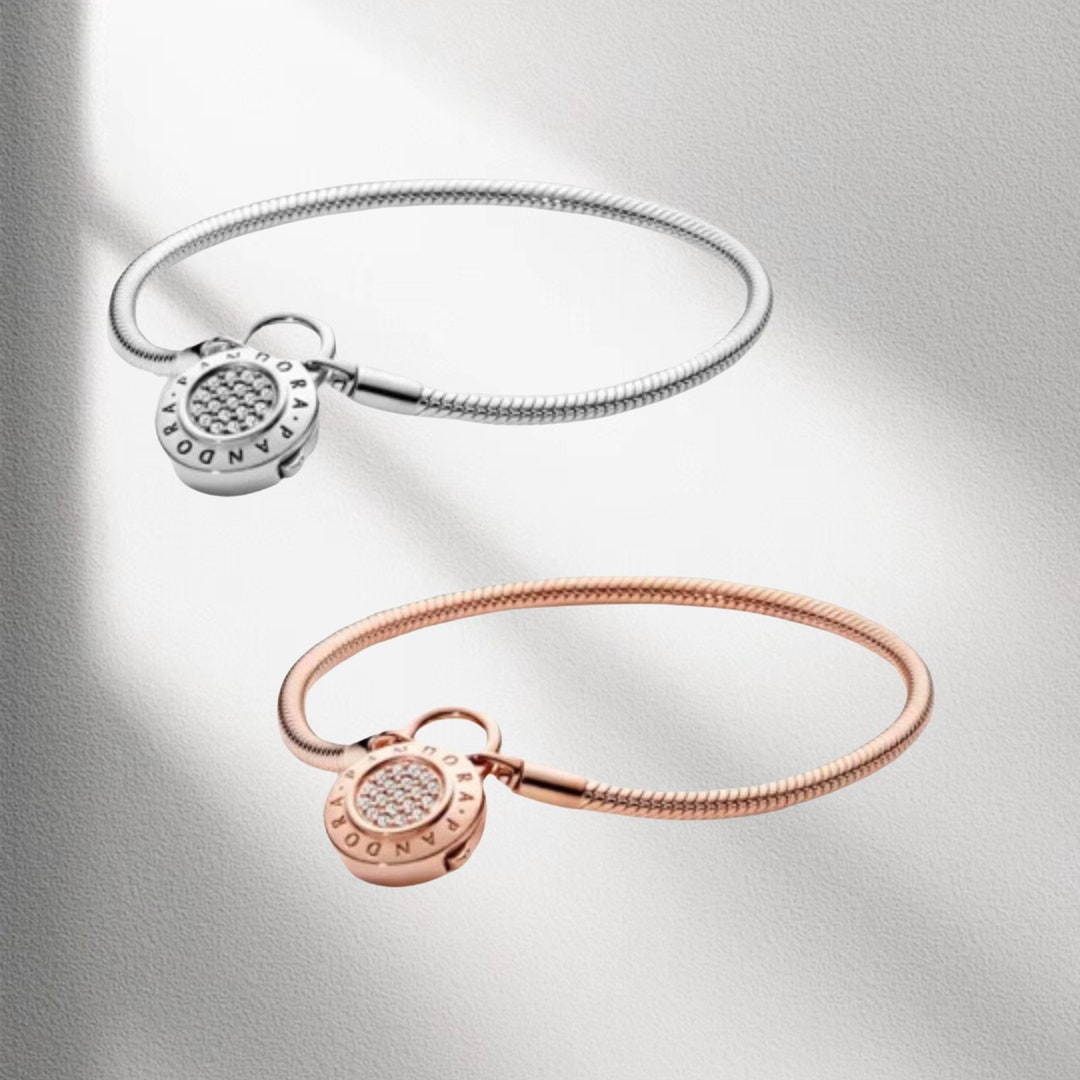 Pandora Pavé Padlock Clasp Snake Chain Bracelet,s925 Sterling Silver ...