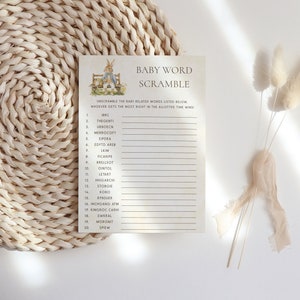 Peter Rabbit Baby Shower Word Scramble With Answer Key, Baby Shower ...