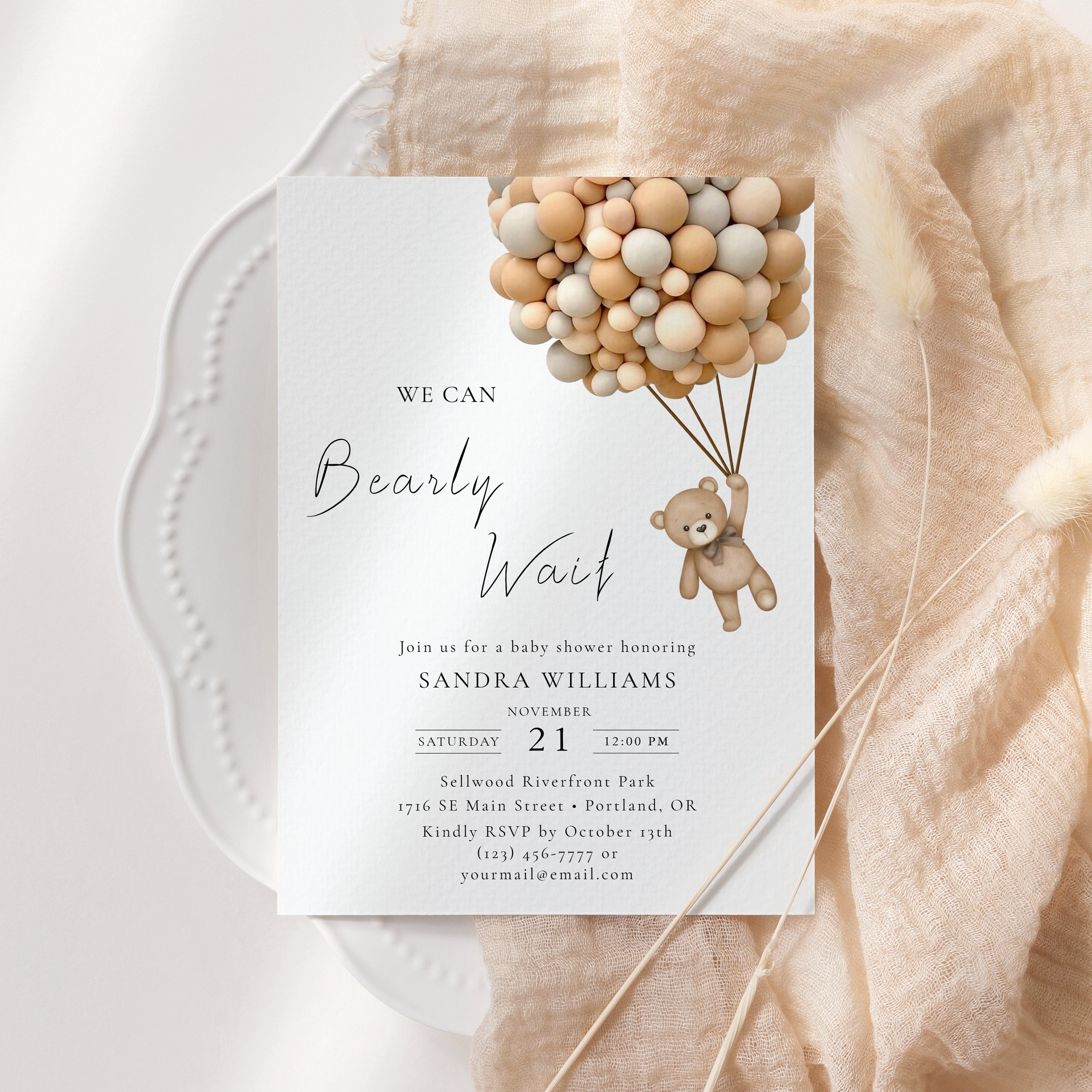 We Can Bearly Wait Invite Set, We Can Bearly Wait Invitation Bundle, We ...