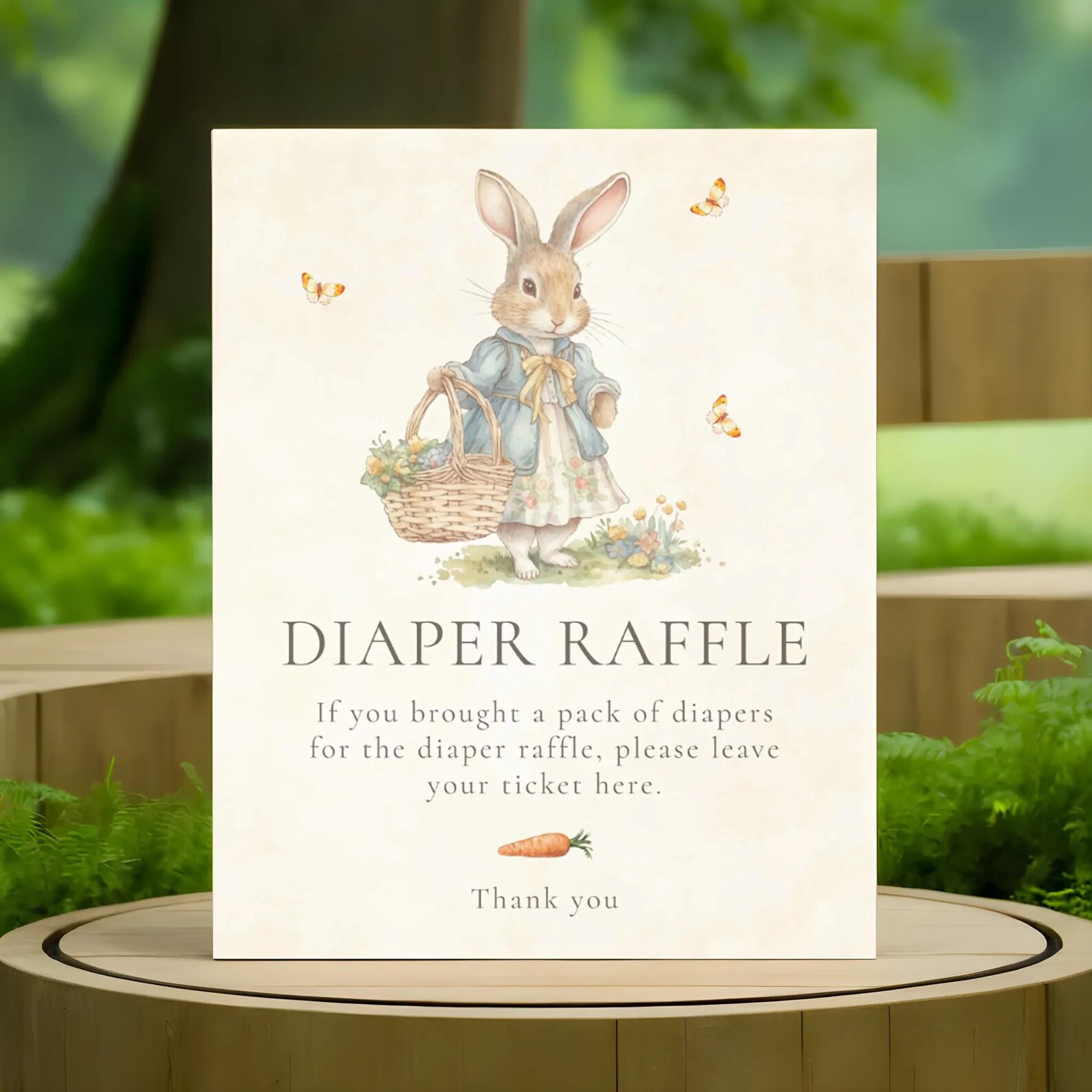 Peter Rabbit Diaper Raffle Sign, Vintage Girl Baby Shower Game Sign ...