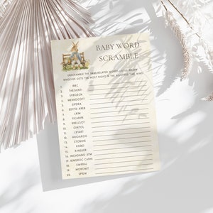 Peter Rabbit Baby Shower Word Scramble With Answer Key, Baby Shower ...