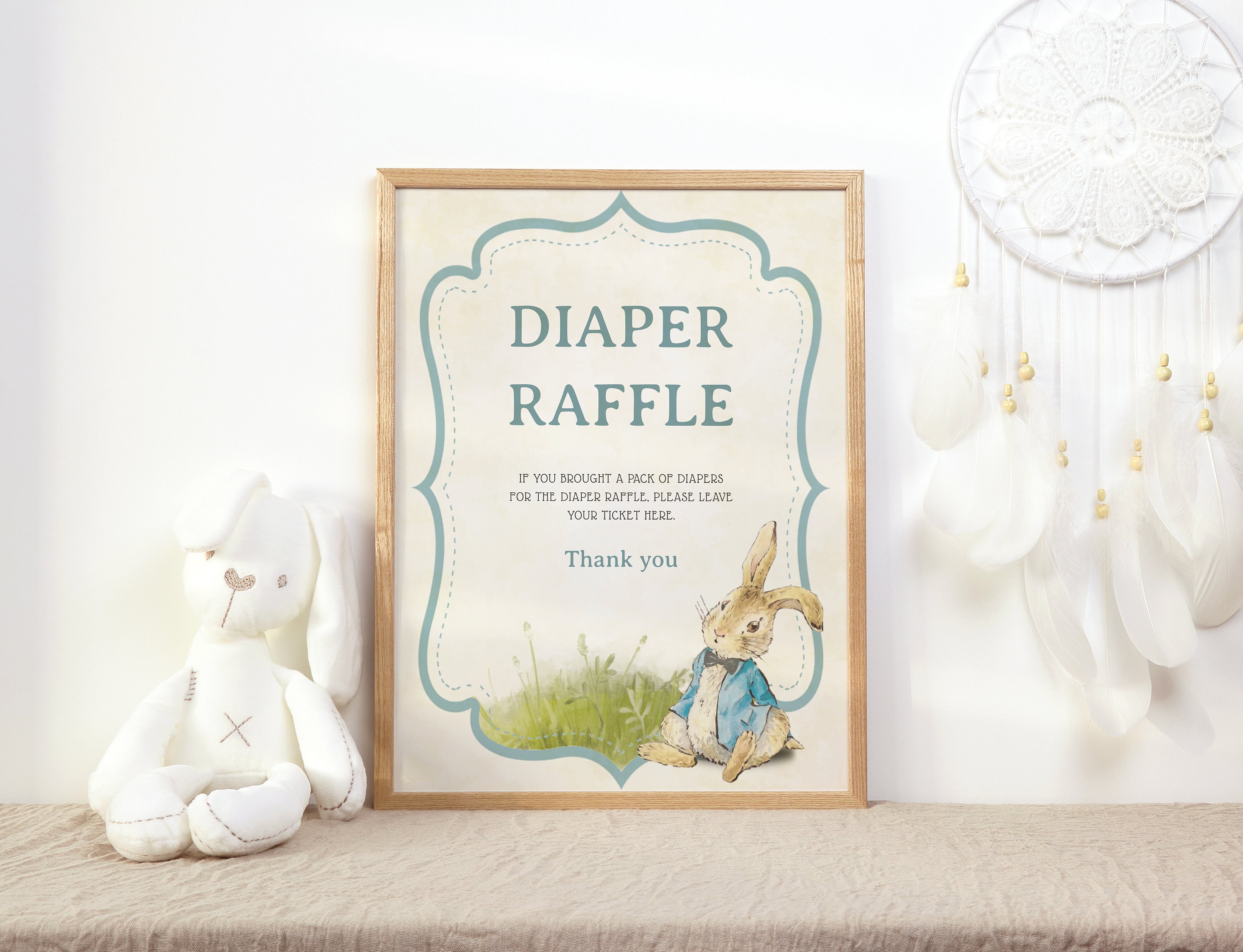 Peter Rabbit Diaper Raffle Sign Printable, Boy Baby Shower Decor, PRV ...