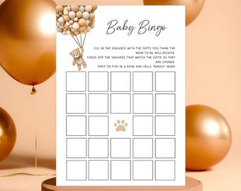 Blue Bear Baby Shower Bingo Cards-sweet & Whimsical Bingo Game Set ...