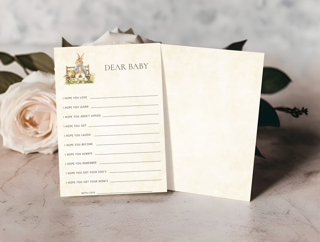 Peter Rabbit Dear Baby Printable Wishes for Baby, Dear Baby Cards ...