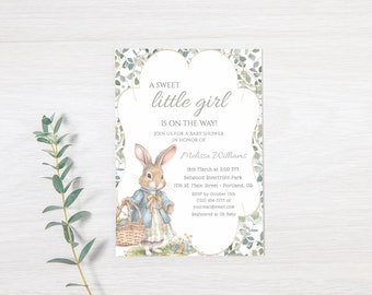 PETER Rabbit Baby Shower Invitation Template, Minimalist, Editable ...