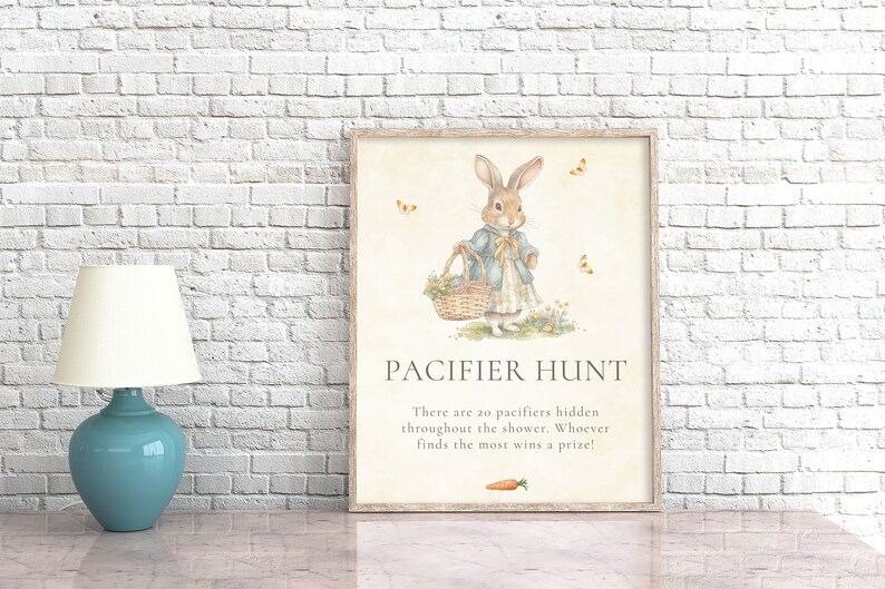Gtrl Peter Rabbit Pacifier Hunt Game, Vintage Baby Shower Game ...