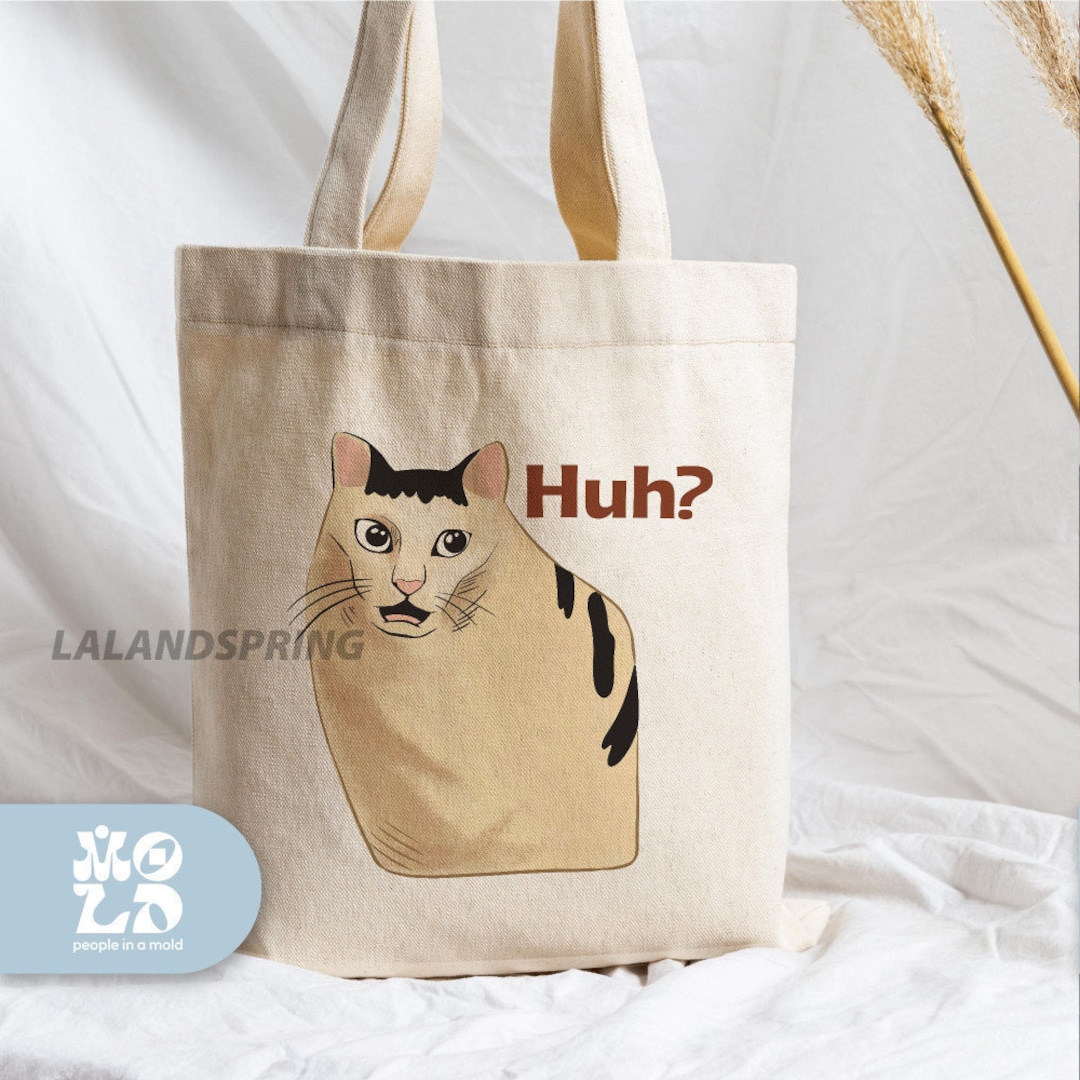 Huh Cat Meme Tote Bag, Funny Cat Lover Bag Cute Cat Gift for Mom Cute ...