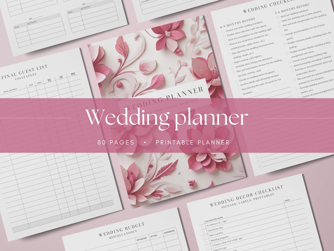 Wedding Planner Template, Printable Wedding Organizer, Engagement Gift ...