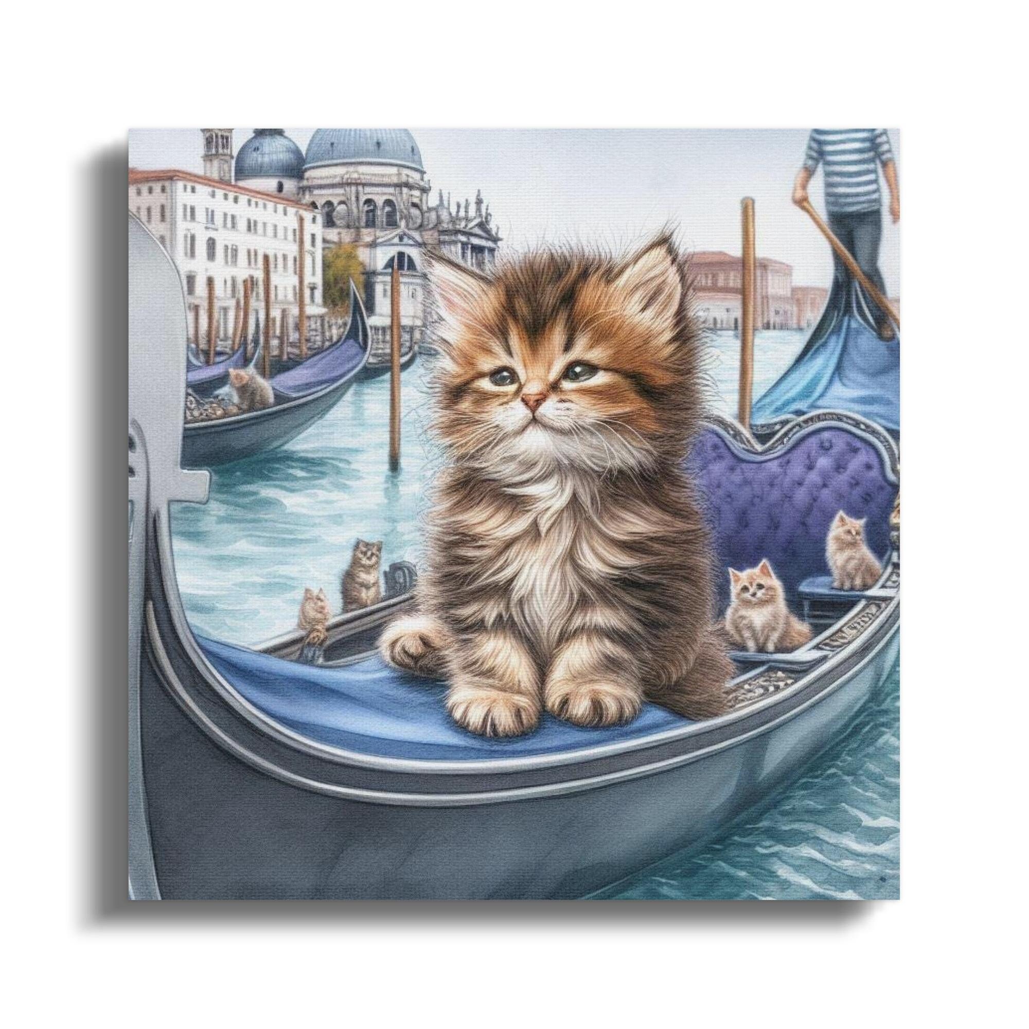 Venice Cat Gondola Wall Art, Cute Kitten on Gondola Print, Italy ...