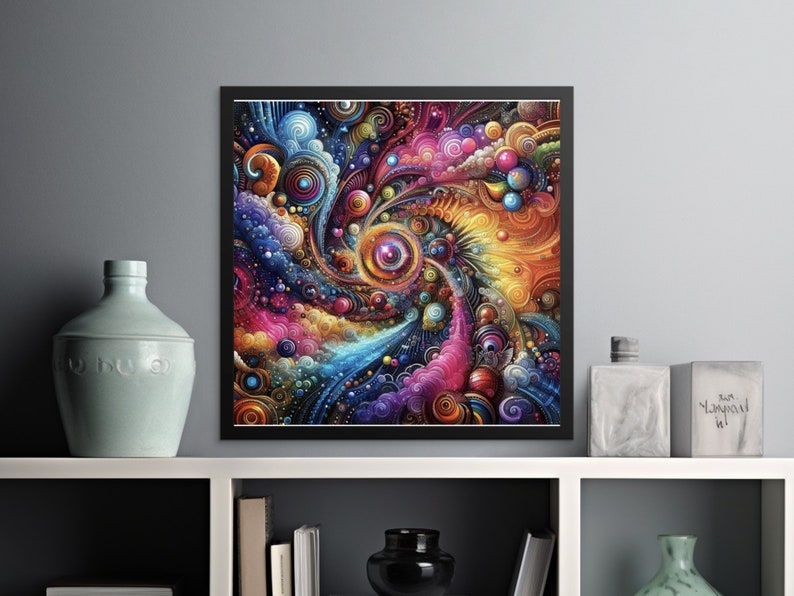 Colorful Psychedelic Art Print, Vibrant Abstract Wall Decor, Large ...