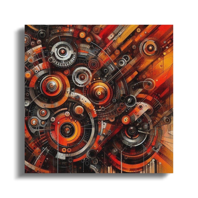Steampunk Abstract Art Print, Large Wall Decor, Industrial Gears and ...