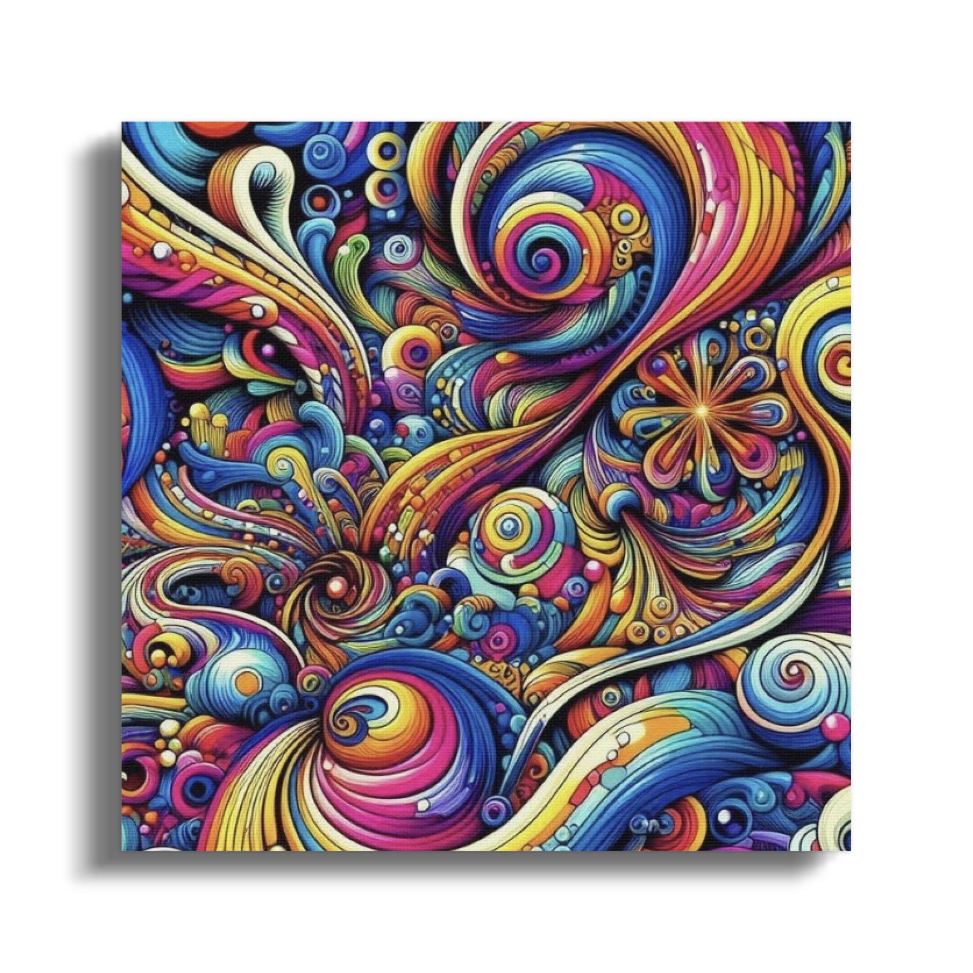 Colorful Abstract Swirls Canvas Art, Vibrant Psychedelic Swirling Wall ...