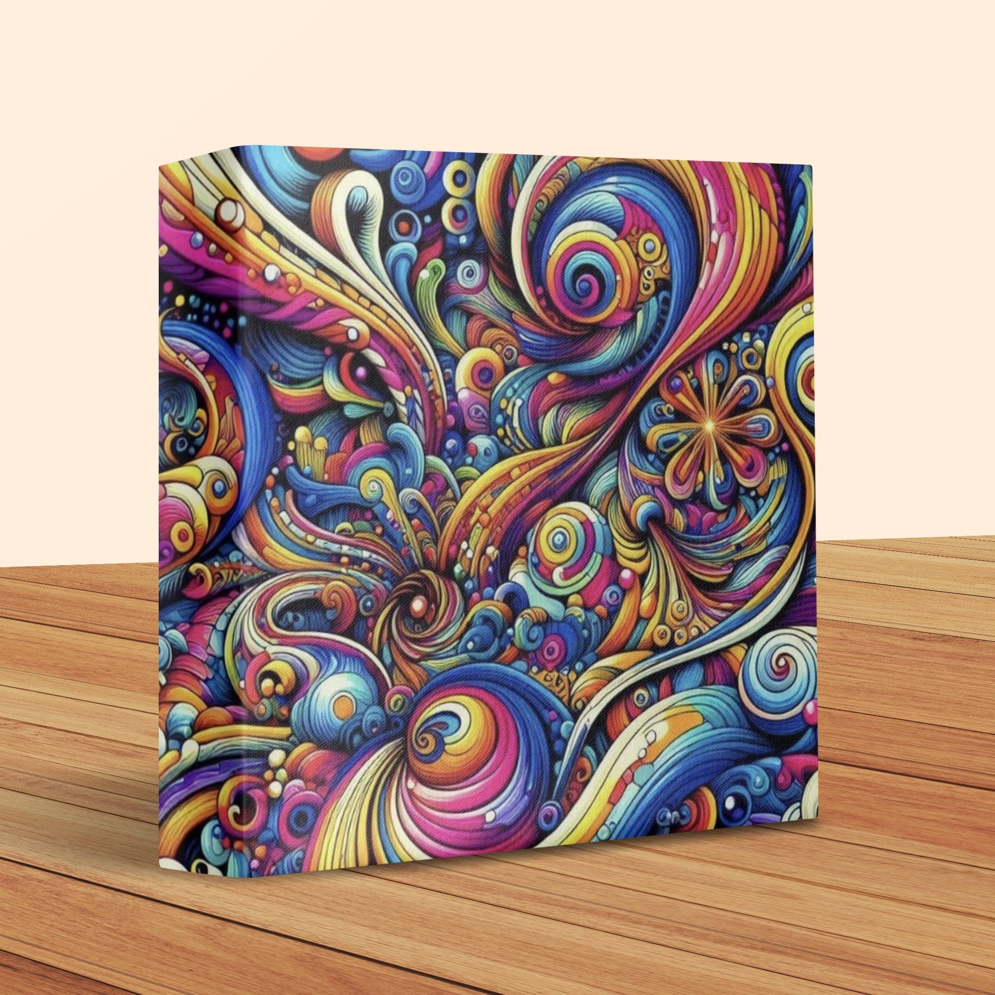 Colorful Abstract Swirls Canvas Art, Vibrant Psychedelic Swirling Wall ...