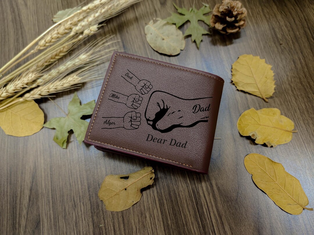 Custom Dad Wallet Fist Bump Personalized Engraving Custom Wallet for ...