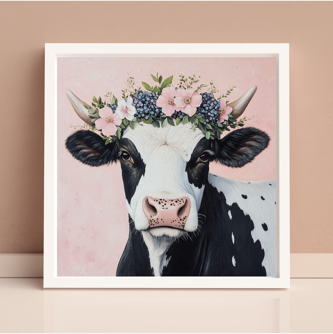 Highland Cow Wall Art, Farmhouse Decor, Floral Poster, Room Décor ...
