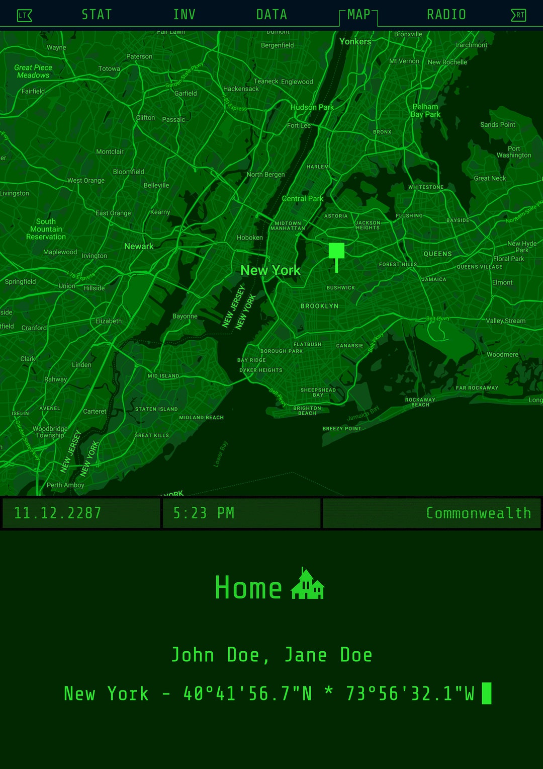 Digital/printable Fallout-themed Personalized Map House Location ...
