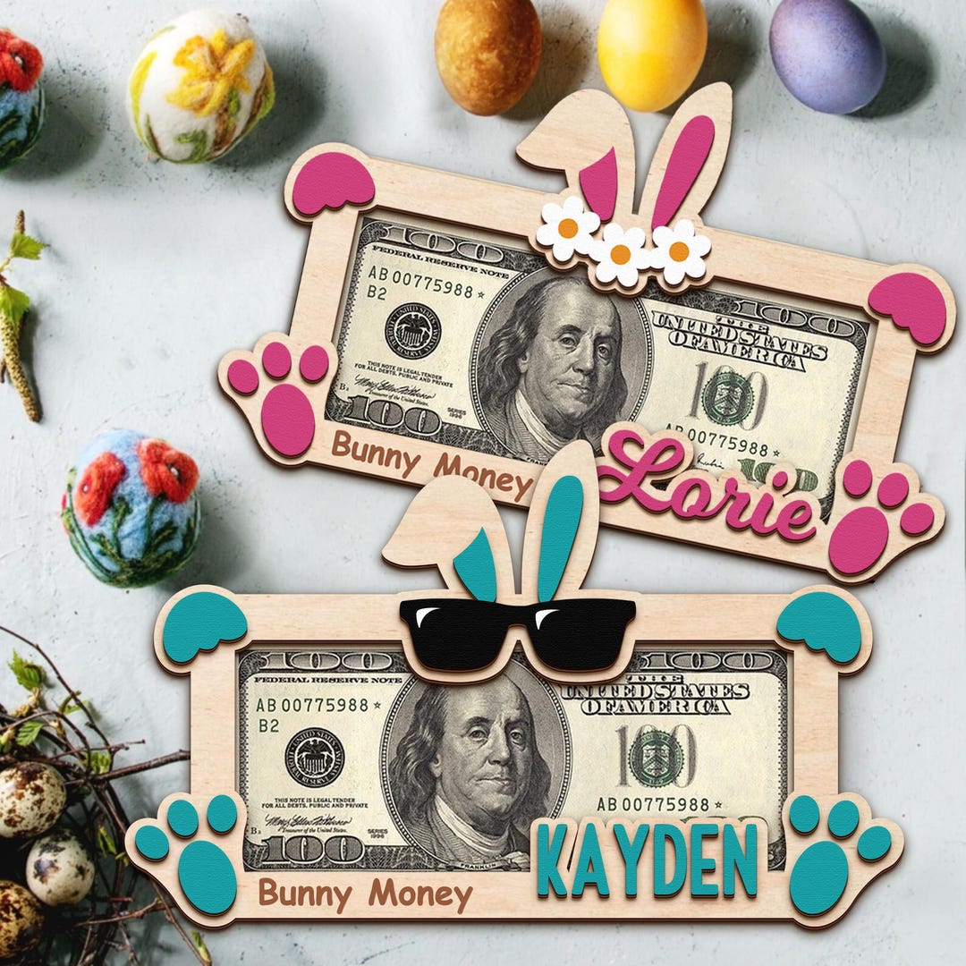Personalized Bunny Easter Money Holder, Custom Easter Bunny Money ...