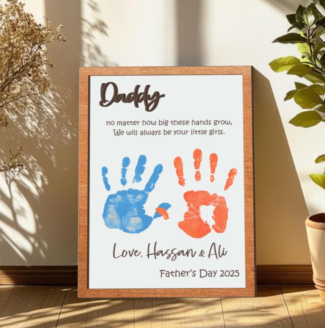 Personalized Handprint Art for Dad, Father's Day Handprint Sign Gift ...
