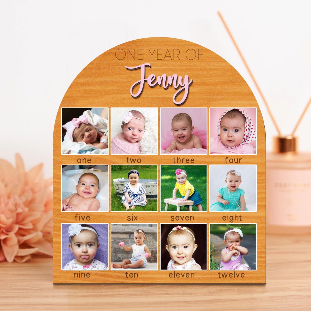Custom My First Year One Year of Photo Board, Baby My First Year Sign ...
