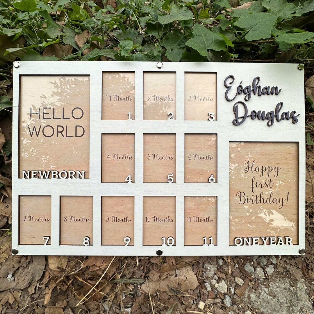 Custom Baby First Year Picture Frame, Newborn to One Year Photo Frame ...