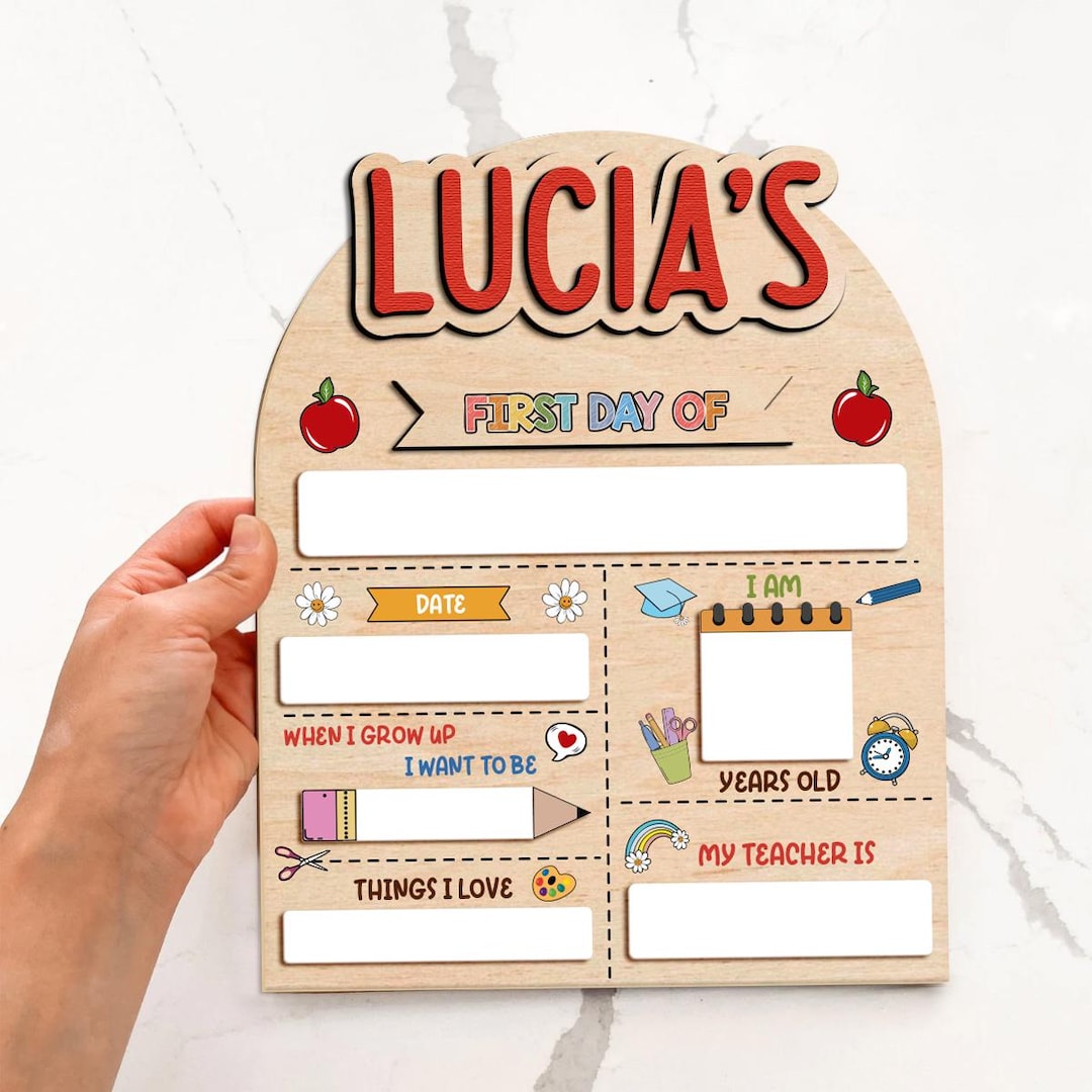 Customized First Day of School Sign, Reusable Photo Prop Back to School ...