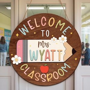 Personalized Teacher 3D Door Sign, Teacher Welcome Sign, Teacher Door ...