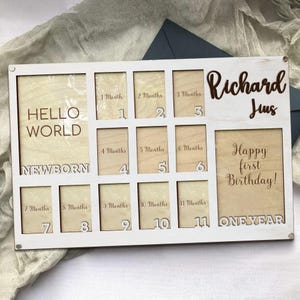 Custom Baby First Year Picture Frame, Newborn to One Year Photo Frame ...