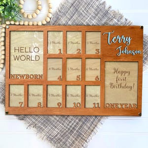 Custom Baby First Year Picture Frame, Newborn to One Year Photo Frame ...