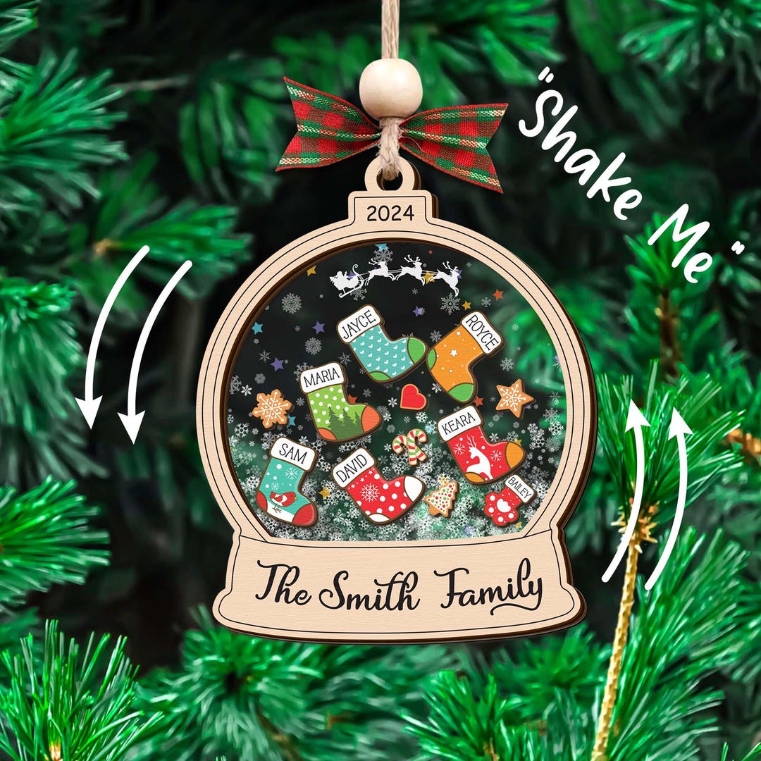 Customize Family Christmas Stocking Ornament, Stocking Shaker Family ...