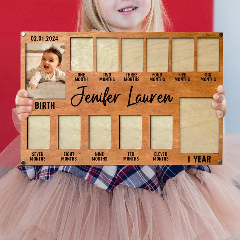Custom Baby First Year Photo Frame, Newborn Photo Frame, Baby Picture ...