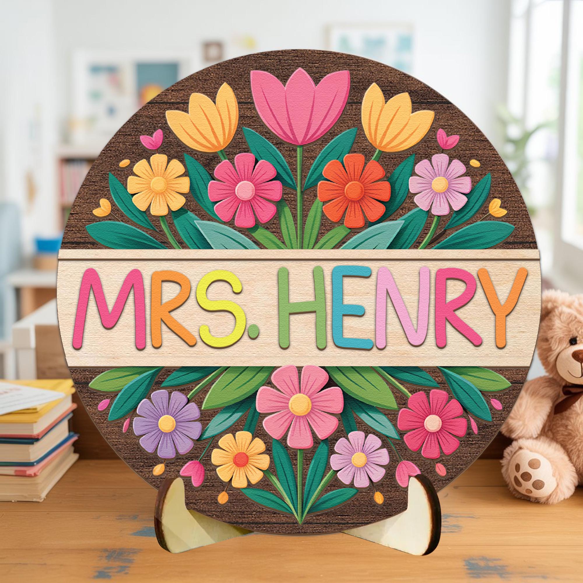 Custom Teacher 3D Flower Door Sign, Classroom Welcome Sign, Back to ...