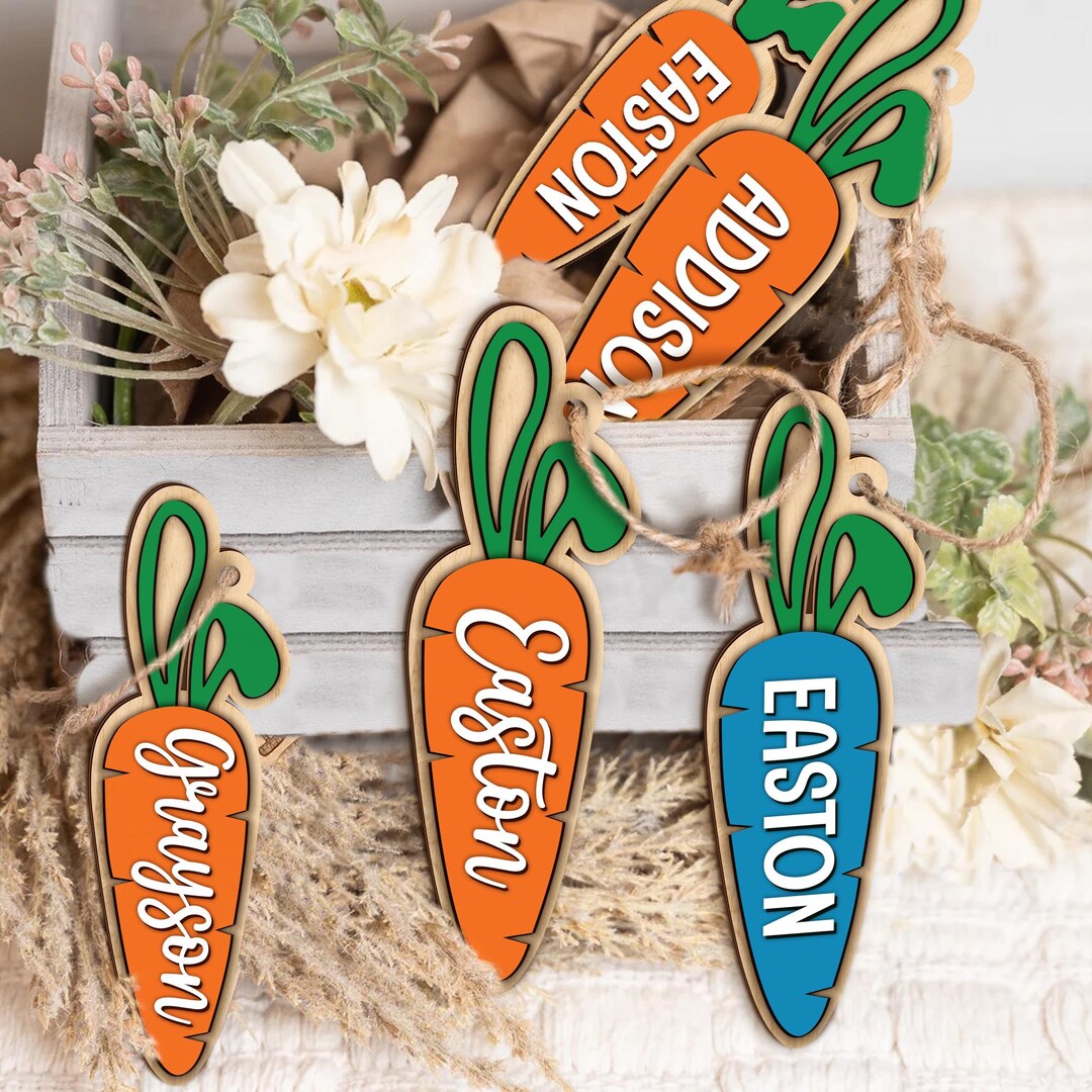 Custom Carrot Easter Basket Name Tag, Carrot Name Tag for Kids, Easter ...