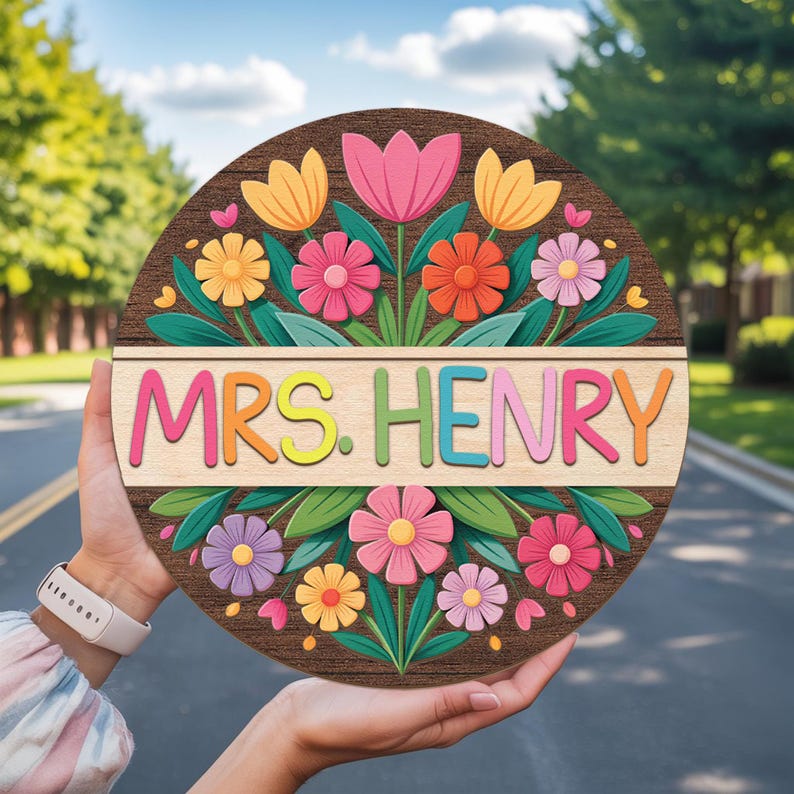 Custom Teacher 3D Flower Door Sign, Classroom Welcome Sign, Back to ...