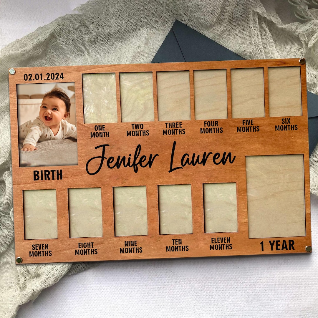 Custom Baby First Year Photo Frame, Newborn Photo Frame, Baby Picture ...