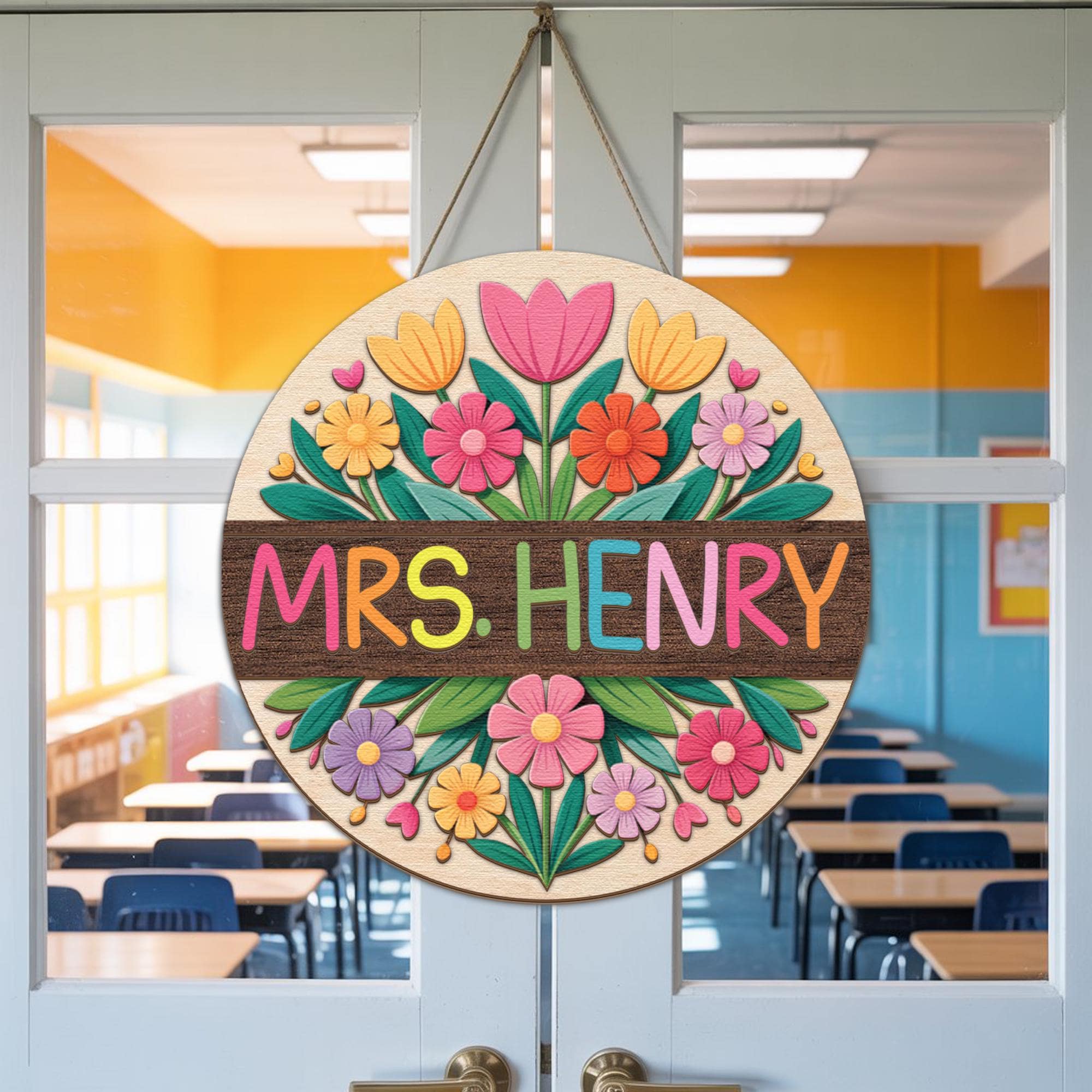 Custom Teacher 3D Flower Door Sign, Classroom Welcome Sign, Back to ...