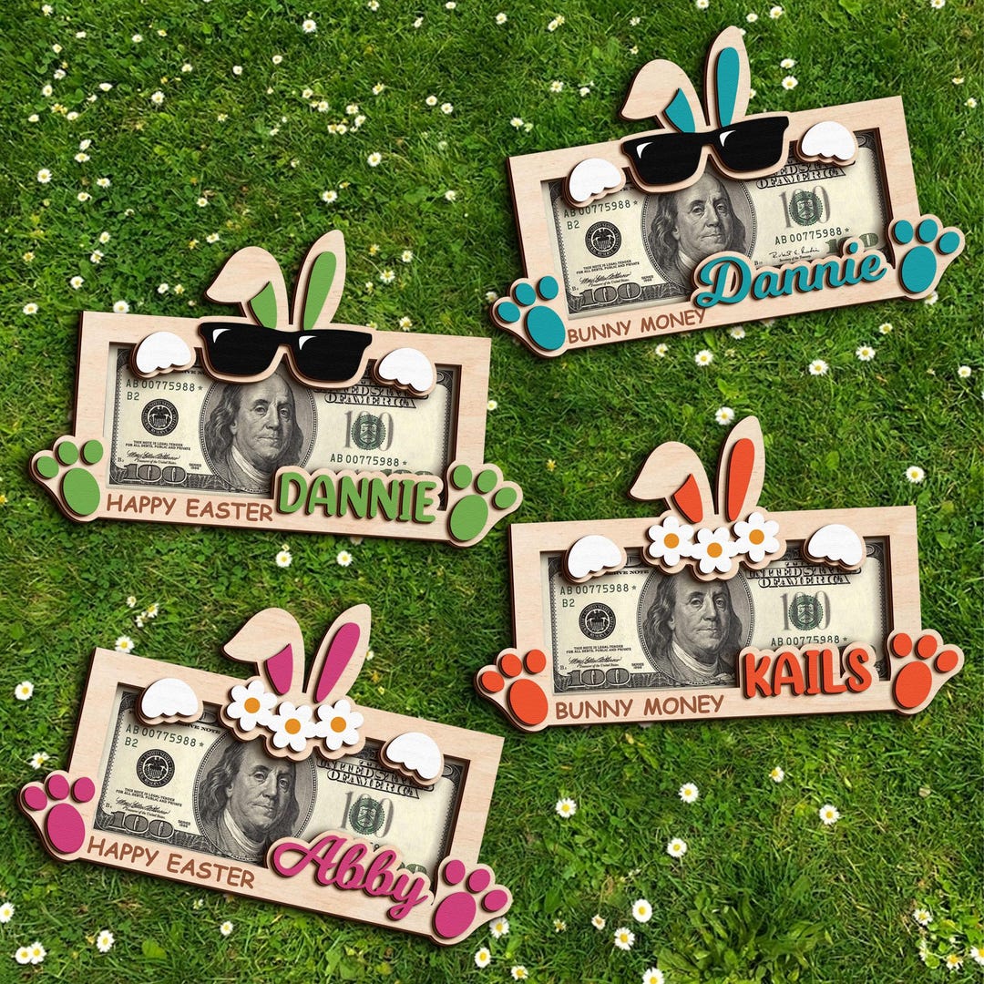 Custom Easter Bunny Money Holder, Customized Bunny Easter Money Holder ...