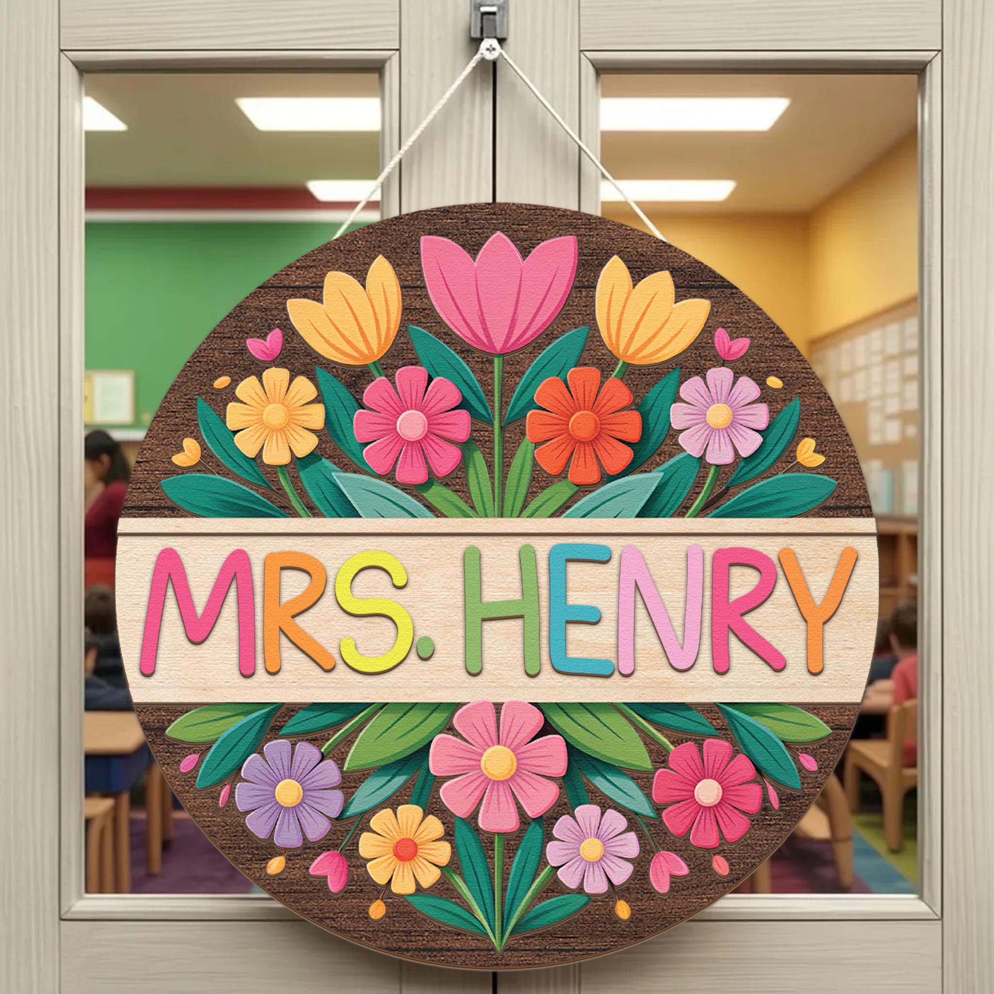 Custom Teacher 3D Flower Door Sign, Classroom Welcome Sign, Back to ...