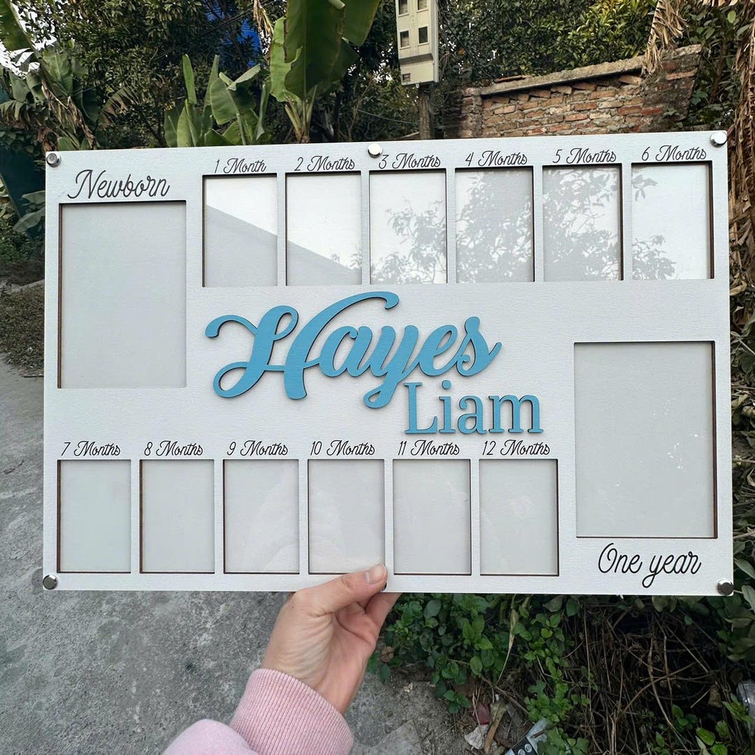 Custom Newborn to One Year Photo Frame, Newborn Photo Frame, Baby First ...
