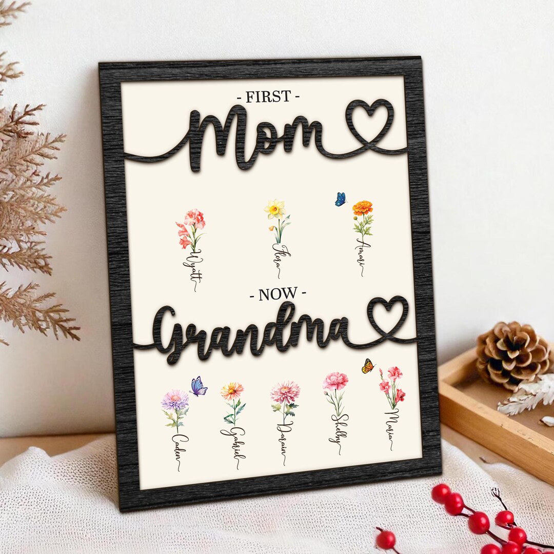 Customized First Mom Now Grandma Sign, Custom Mom to Grandma Mother's ...