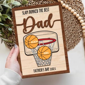 Personalized We Dunked the Best Dad Wood Sign, Custom Basketball Dad ...
