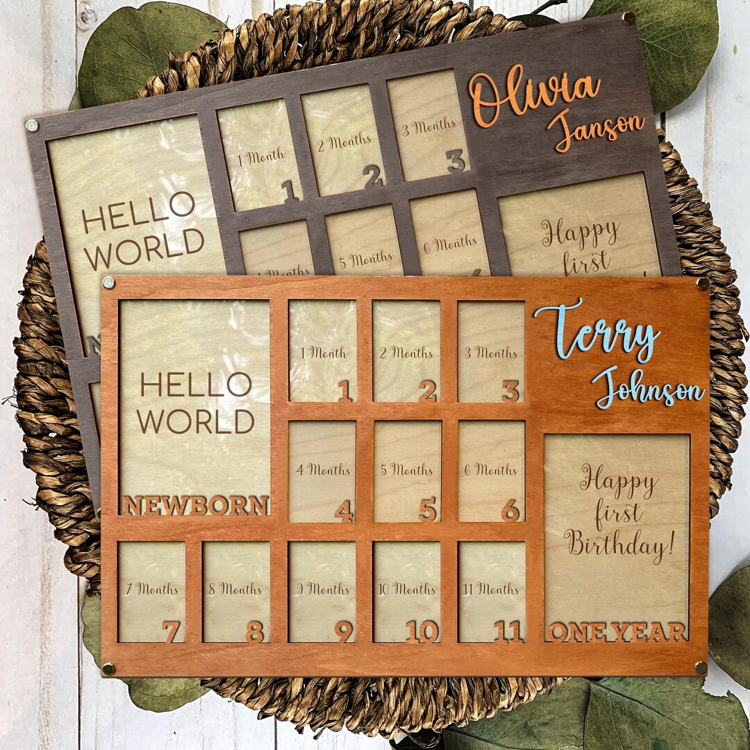 Newborn to One Year Photo Frame, Baby Picture Frame, Baby First Year ...