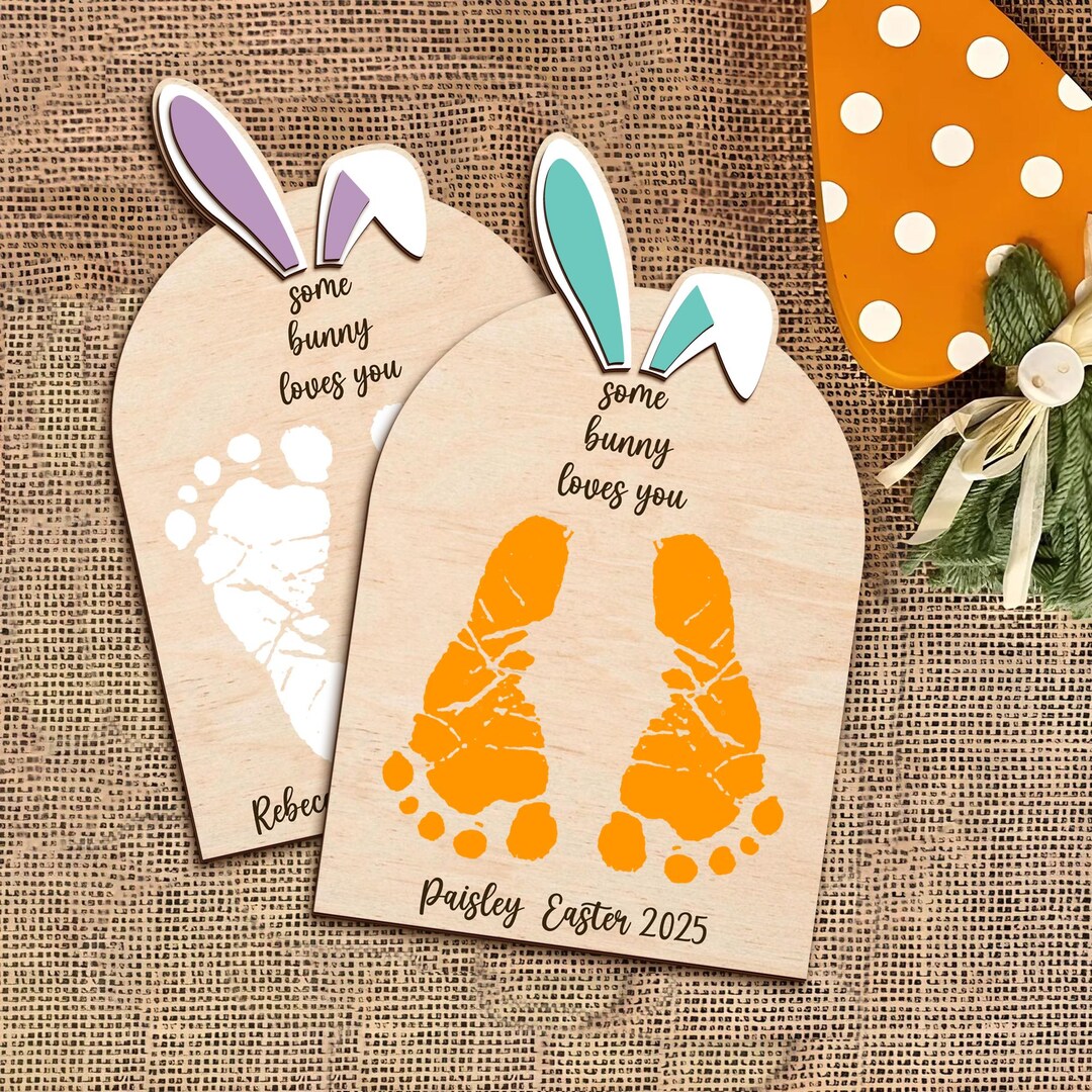 Personalized Baby First Easter Footprint Sign, Babys First Easter Sign ...