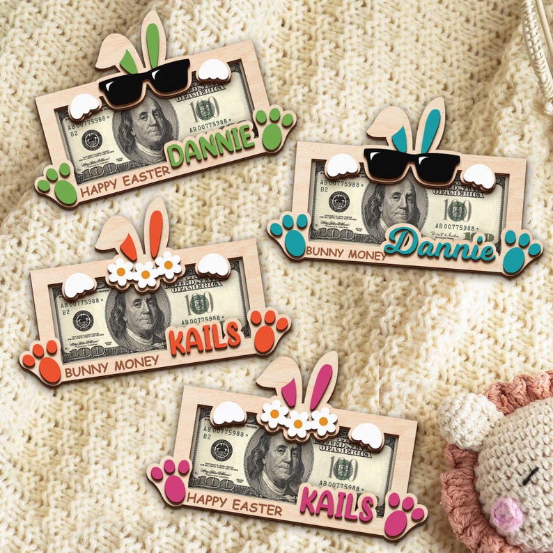 Custom Easter Bunny Money Holder, Customized Bunny Easter Money Holder ...